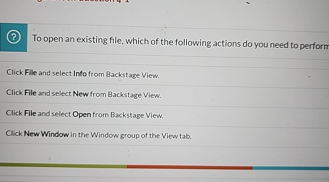 Solved To open an existing file, which of the following | Chegg.com