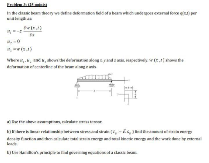 Solved Problem 3: (25 points) In the classic beam theory we | Chegg.com