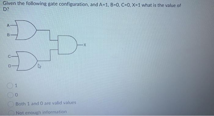 Solved Given the following gate configuration, and A=1, B=0, | Chegg.com