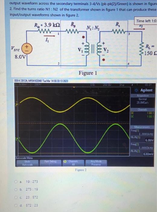 Solved For the transformer cirauit shown in figure 1, the | Chegg.com