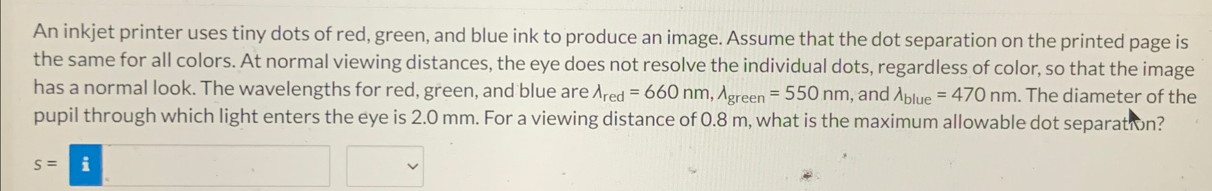 Solved An inkjet printer uses tiny dots of red, green, and | Chegg.com