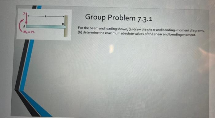 Solved Group Problem 7.3.1 For the beam and loading shown, | Chegg.com