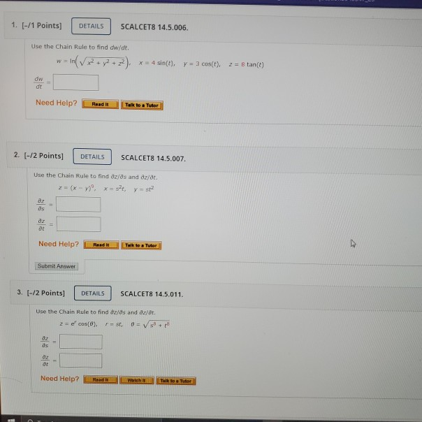 Solved 1. [-/1 Points] DETAILS SCALCET8 14.5.006. Use the | Chegg.com