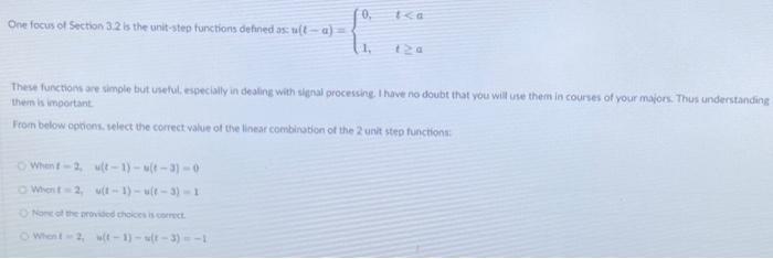 Solved One focus of Section 3.2 is the unit-step functions | Chegg.com
