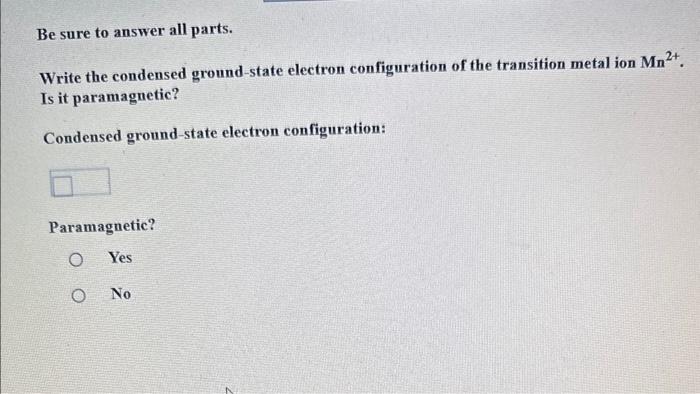 Solved Be sure to answer all parts. Write the condensed | Chegg.com