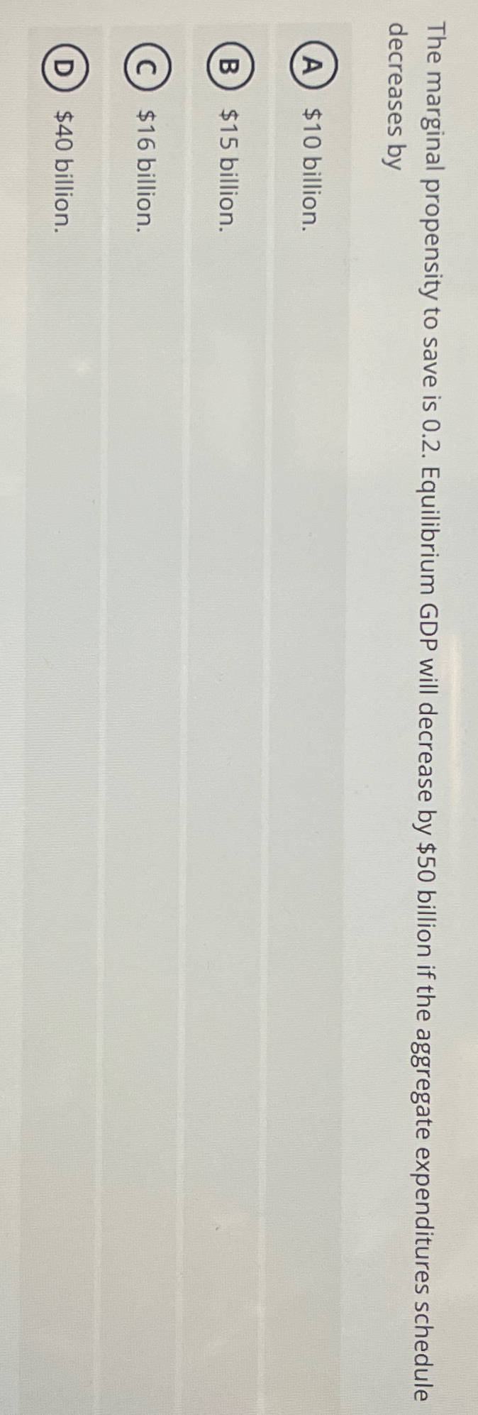 Solved The marginal propensity to save is 0.2 . ﻿Equilibrium | Chegg.com