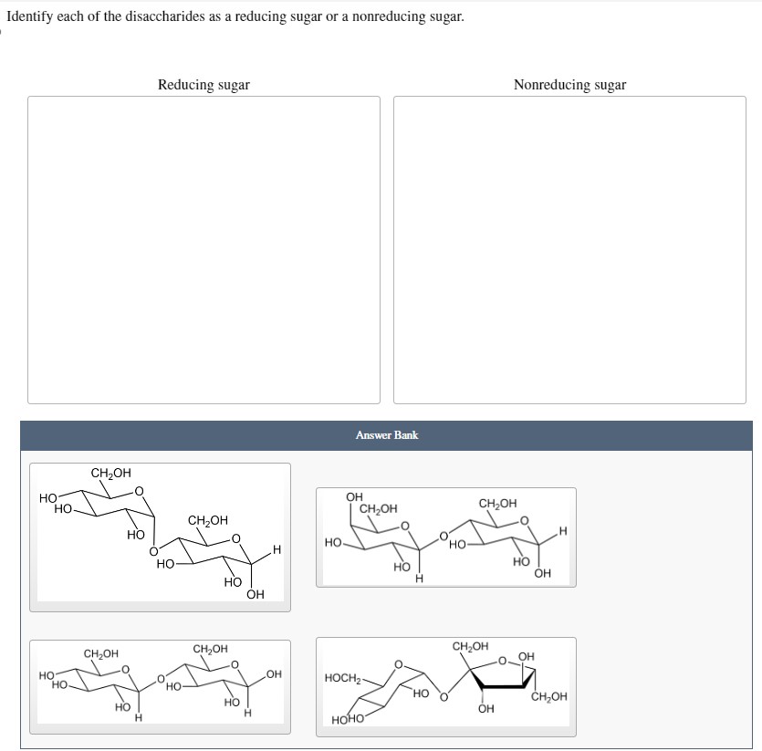 Solved Identify each of the disaccharides as a reducing | Chegg.com