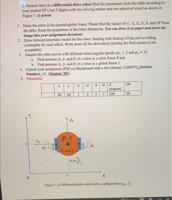3. Assume there is a differential-drive robot (find | Chegg.com