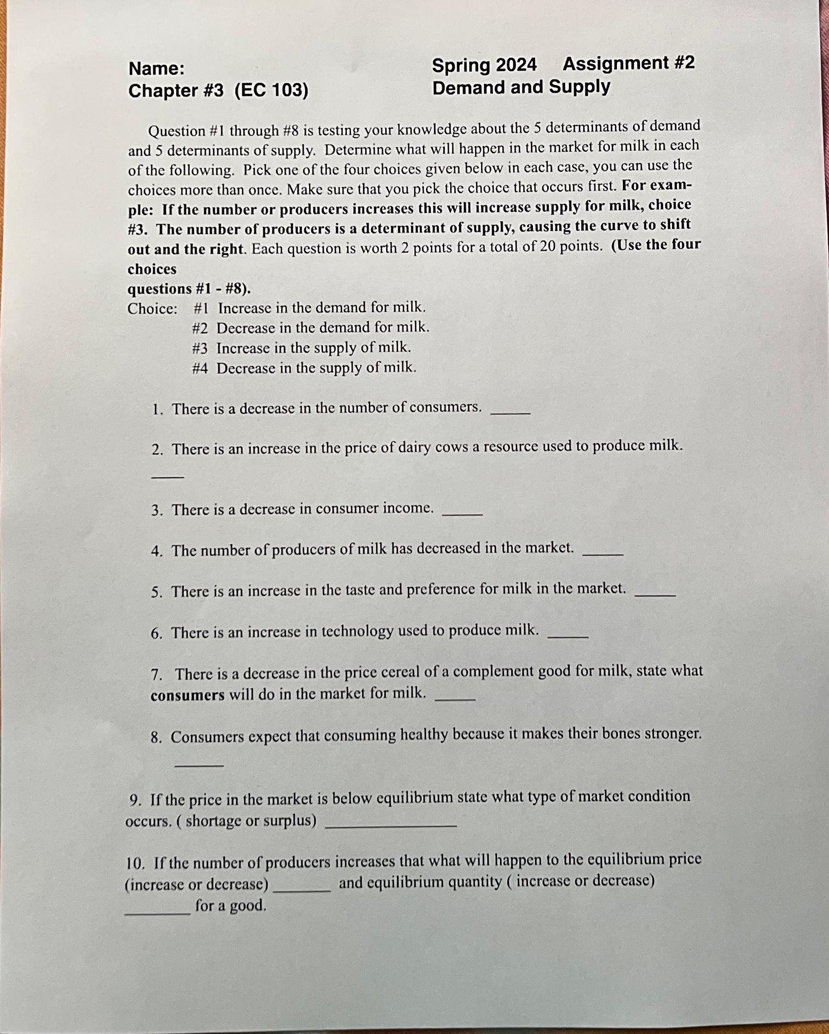 Solved Name:Spring 2024 ﻿Assignment #2Chapter #3 (EC 103) | Chegg.com