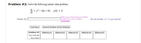Solved Problem # 2: Solve the following initial value | Chegg.com