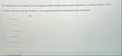 Solved Hydrolysis is an example of an acyl group transfer | Chegg.com