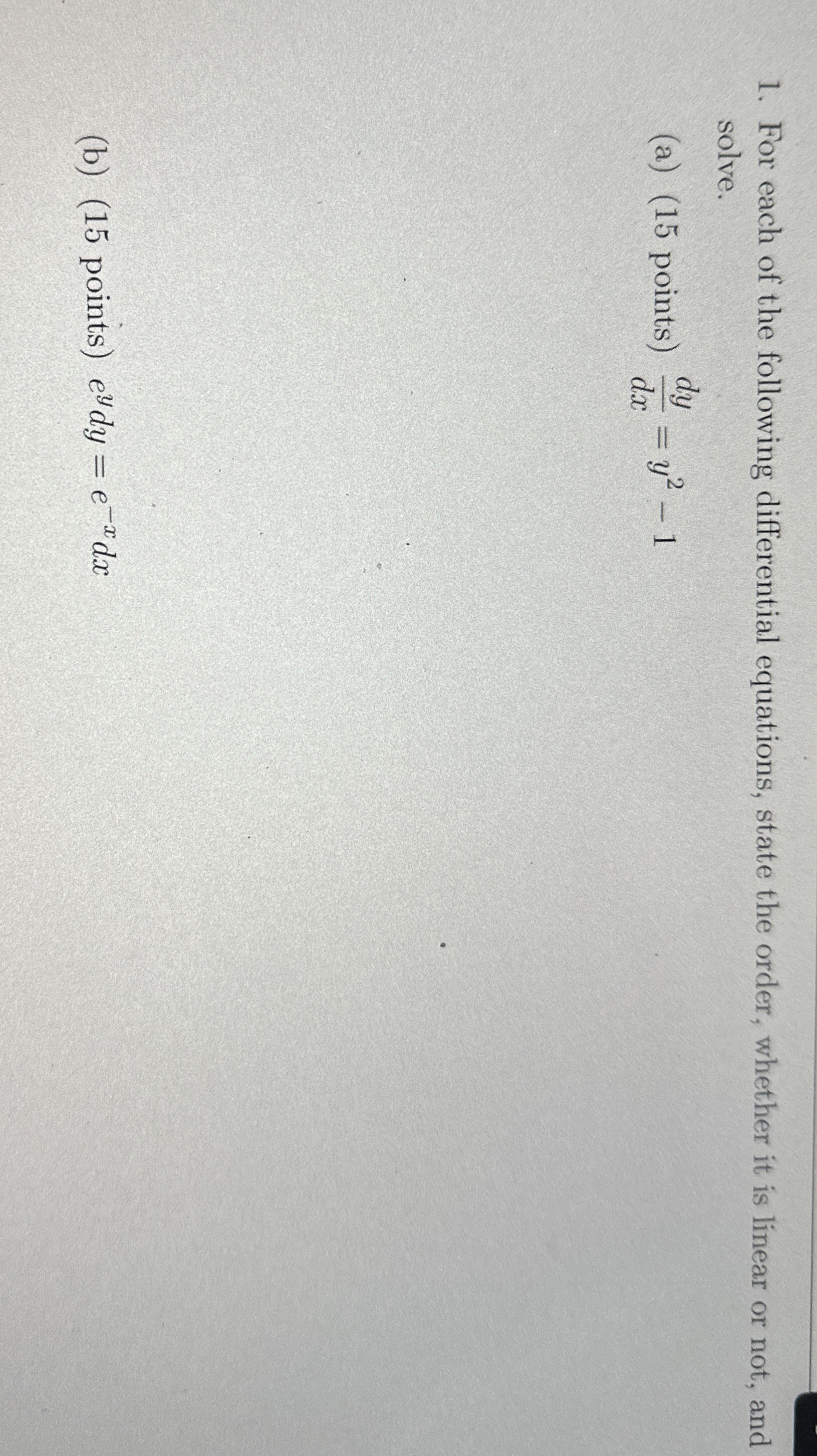 Solved For each of the following differential equations, | Chegg.com