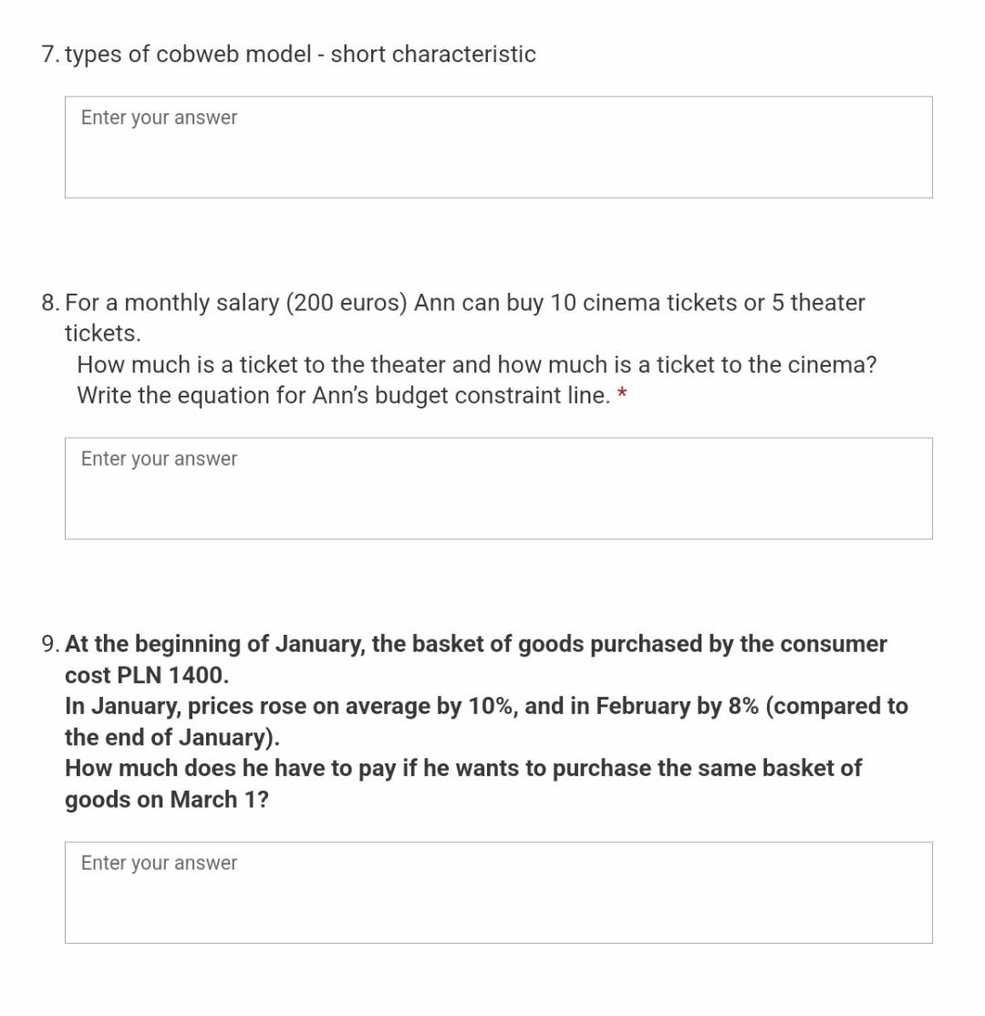 Solved 7. types of cobweb model - short characteristic Enter | Chegg.com