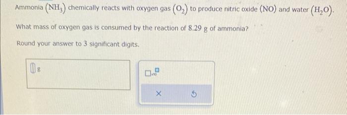 Solved Ammonia (NH3) chemically reacts with oxygen gas (O2) | Chegg.com