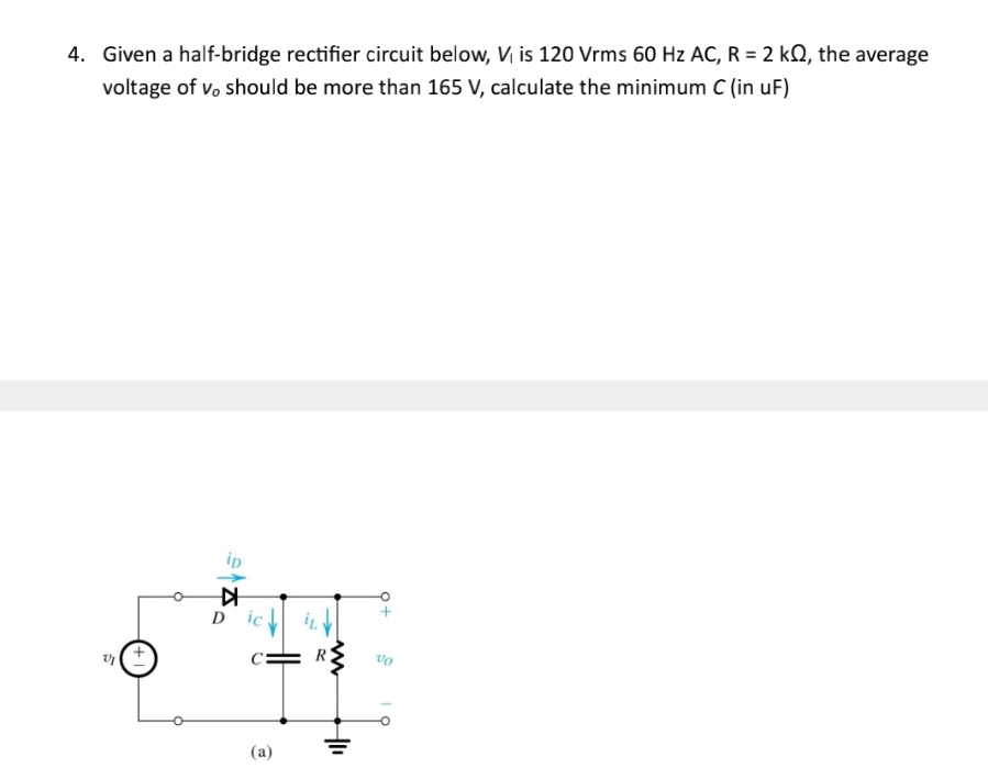 Solved Given a half-bridge rectifier circuit below, V1 ﻿is | Chegg.com