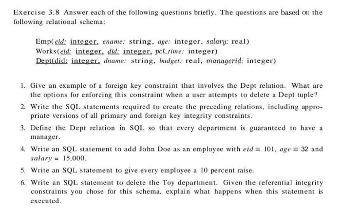 Solved Exercise 3.8 Answer each of the following questions | Chegg.com