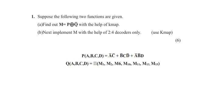 Solved 1 Suppose The Following Two Functions Are Given 