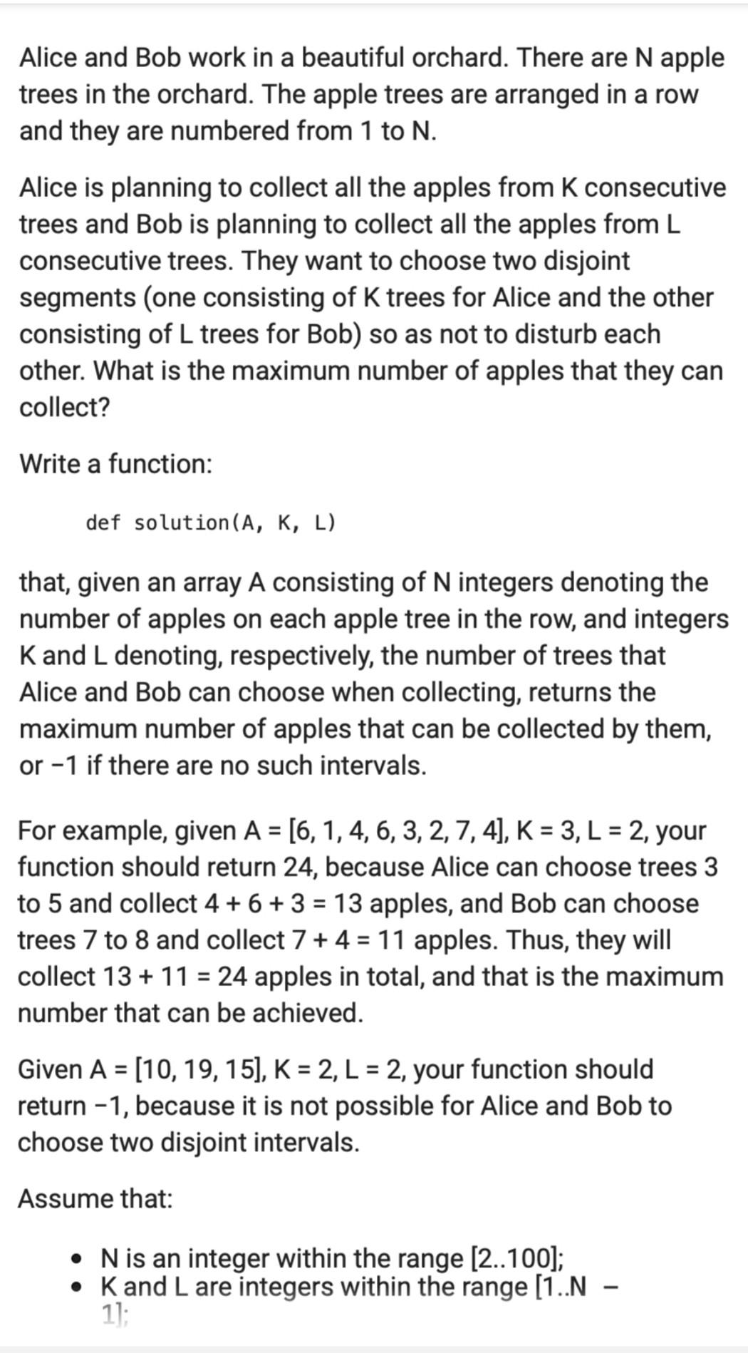 Solved Alice and Bob work in a beautiful orchard. There are | Chegg.com