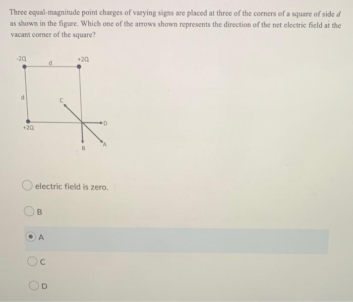 Solved Three equal-magnitude point charges of varying signs | Chegg.com
