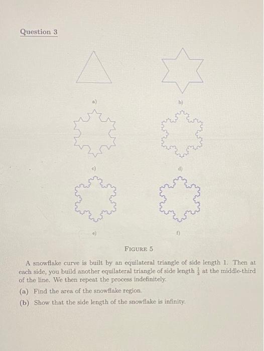 Solved Question 3 b) d FIGURE 5 A snowflake curve is built | Chegg.com