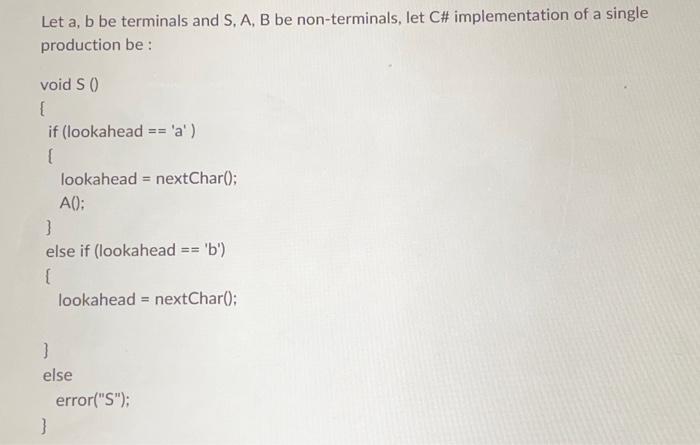 Solved Let a, b be terminals and S,A,B be non-terminals, let | Chegg.com