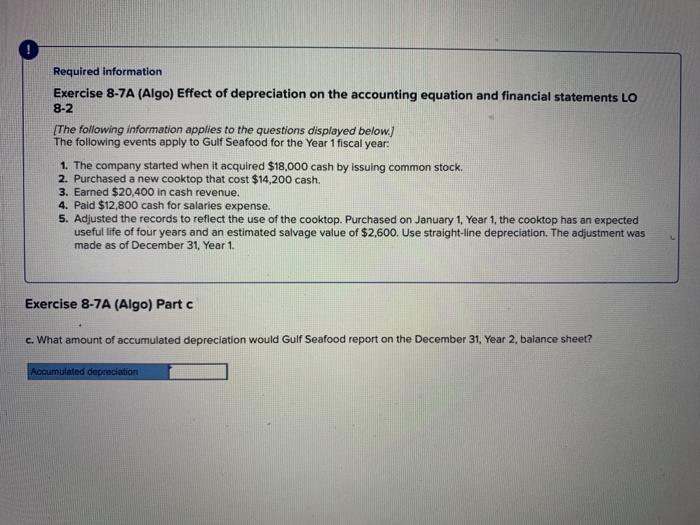 Solved Required information Exercise 8-7A (Algo) Effect of | Chegg.com