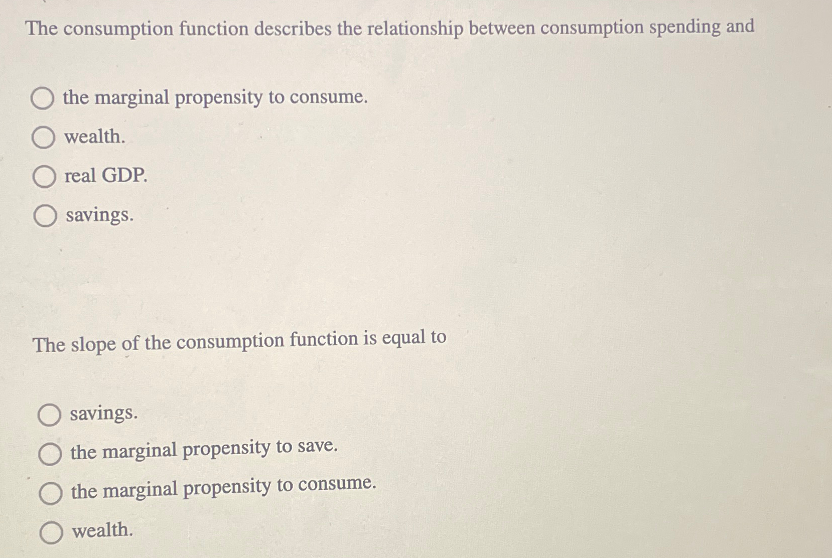 Solved The consumption function describes the relationship | Chegg.com