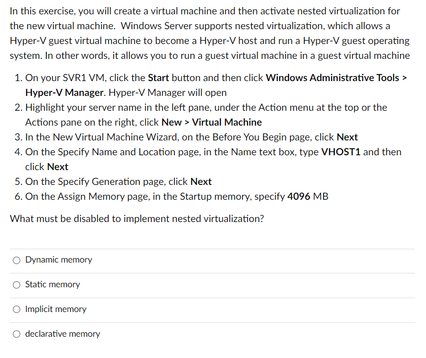 Solved In this exercise, you will create a virtual machine | Chegg.com