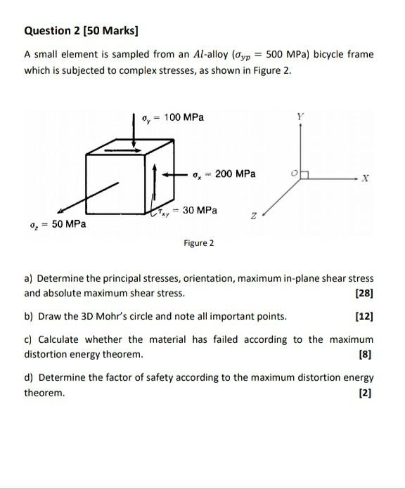 Solved Question 2 [50 Marks] A small element is sampled from | Chegg.com