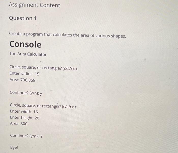 Solved Assignment Content Question 1 Create A Program That 8744