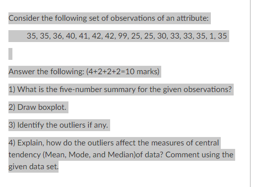 Solved Consider the following set of observations of an | Chegg.com