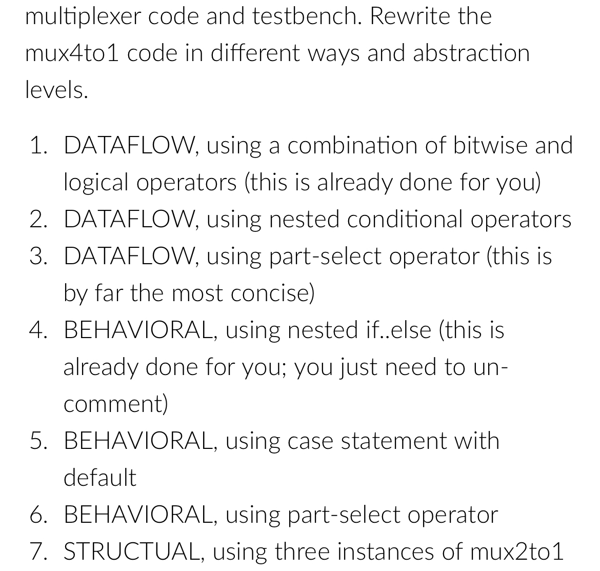 Solved Rewrite the mux4to1 ﻿code in different ways and | Chegg.com