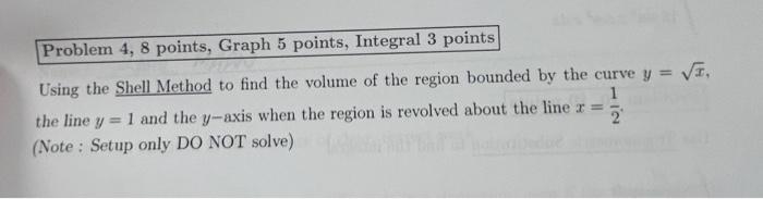 Solved Using the Shell Method to find the volume of the | Chegg.com