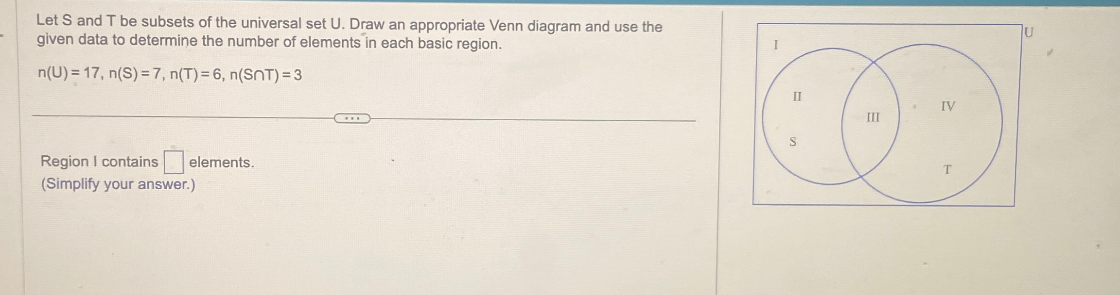 Solved Let S ﻿and T ﻿be subsets of the universal set U. | Chegg.com