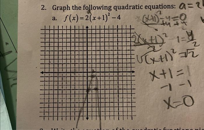 Solved 2. Graph the following quadratic equations: a=? a. | Chegg.com