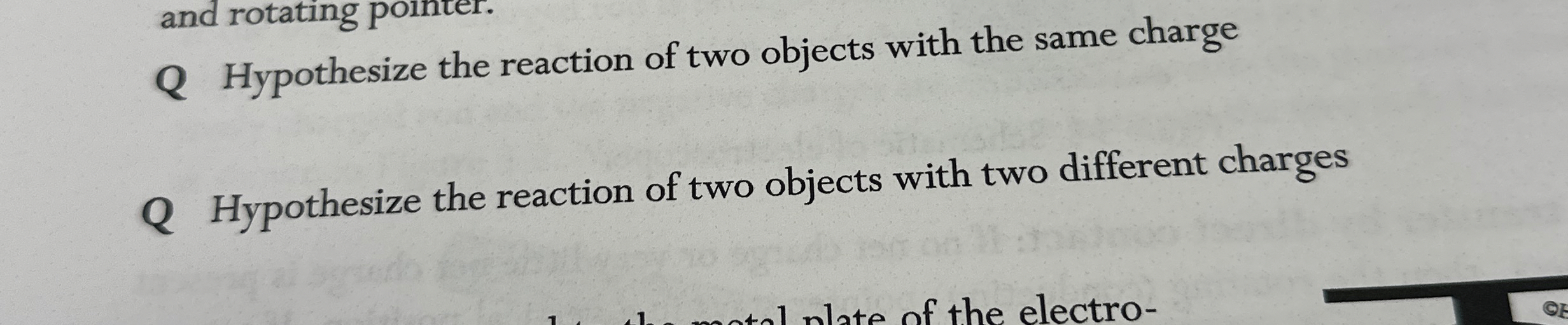 Solved Q Hypothesize the reaction of two objects with the | Chegg.com