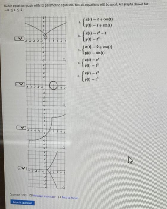 Solved Match equation graph with its parametric equation. | Chegg.com