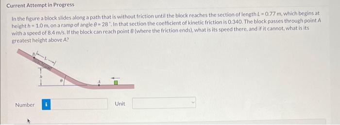 Solved In the figure a block slides along a path that is | Chegg.com