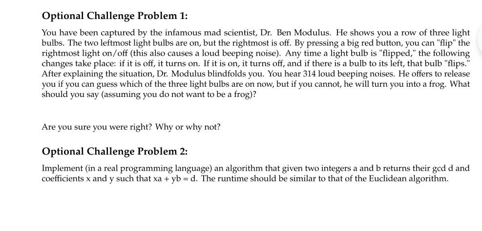 Solved Optional Challenge Problem 1: You have been captured | Chegg.com