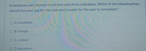 Solved A database user intends to retrieve data from a | Chegg.com