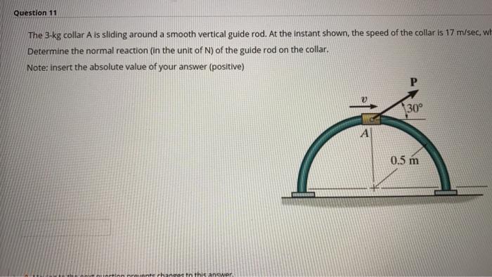 Solved Question 11 The 3-kg collar A is sliding around a | Chegg.com