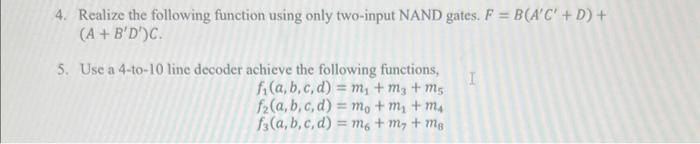 Solved Realize the following function using only two-input | Chegg.com