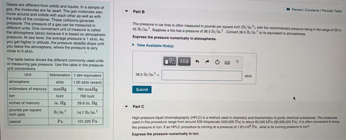 Solved Part B Review Constants Periodic Table Gases are | Chegg.com