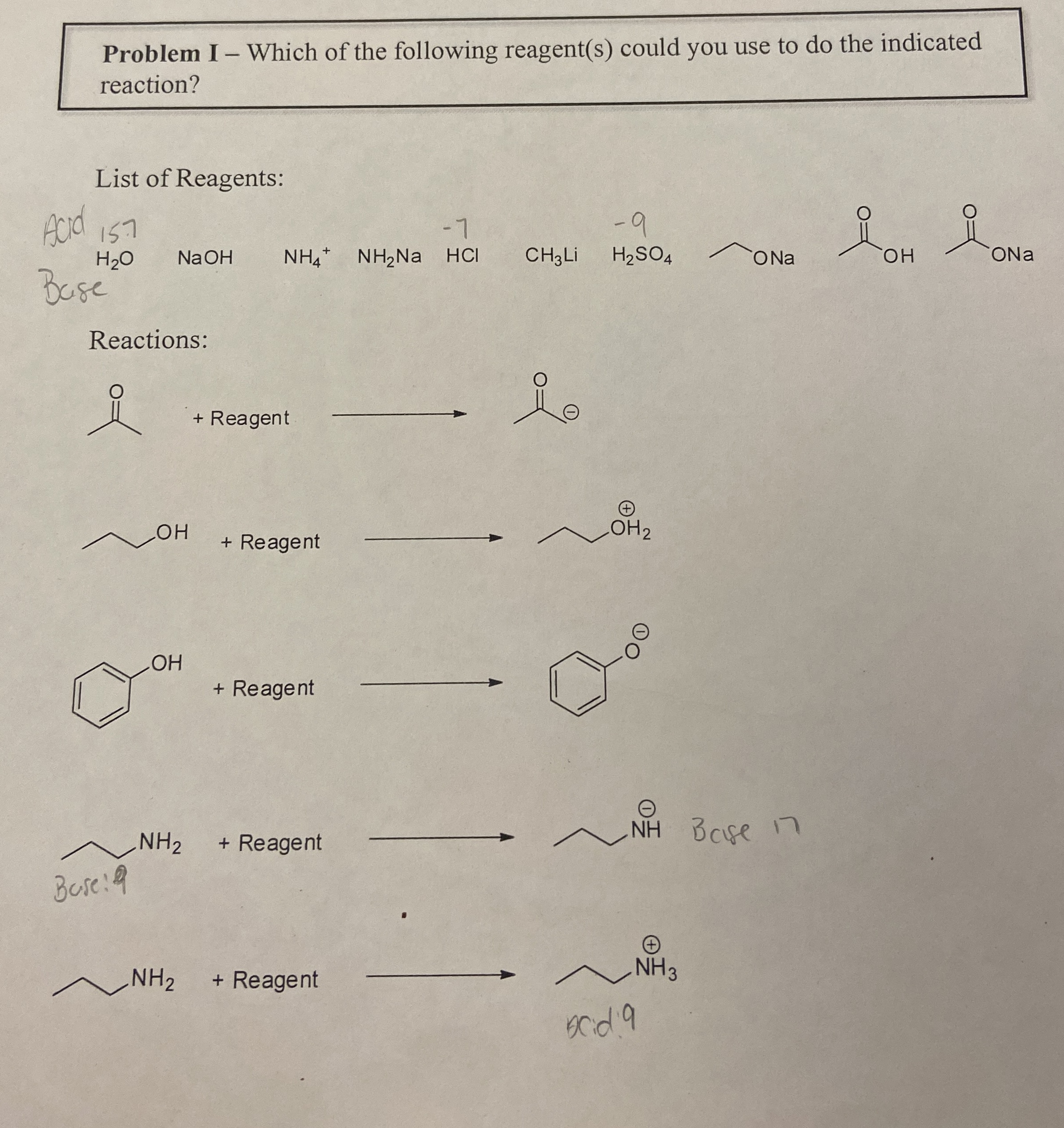 Solved Problem I - ﻿Which of the following reagent(s) ﻿could | Chegg.com