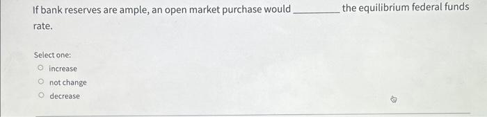 Solved If bank reserves are ample, an open market purchase | Chegg.com
