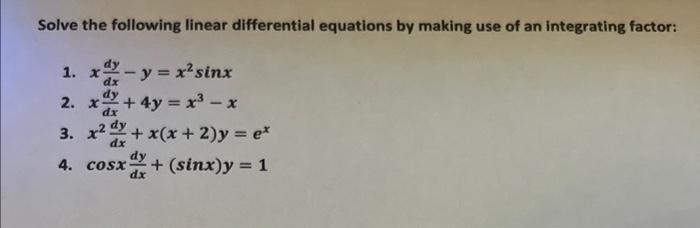Solved Solve the following linear differential equations by | Chegg.com