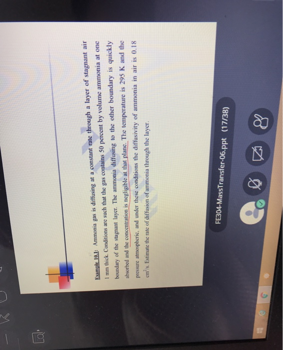 Solved Example 10.1: Ammonia gas is diffusing at a constant | Chegg.com