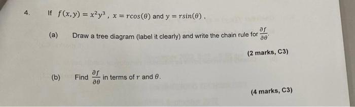 Solved If f(x,y)=x2y3,x=rcos(θ) and y=rsin(θ). (a) Draw a | Chegg.com