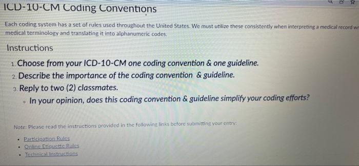 Solved ICD-10-CM Coding Conventions Each coding system has a | Chegg.com