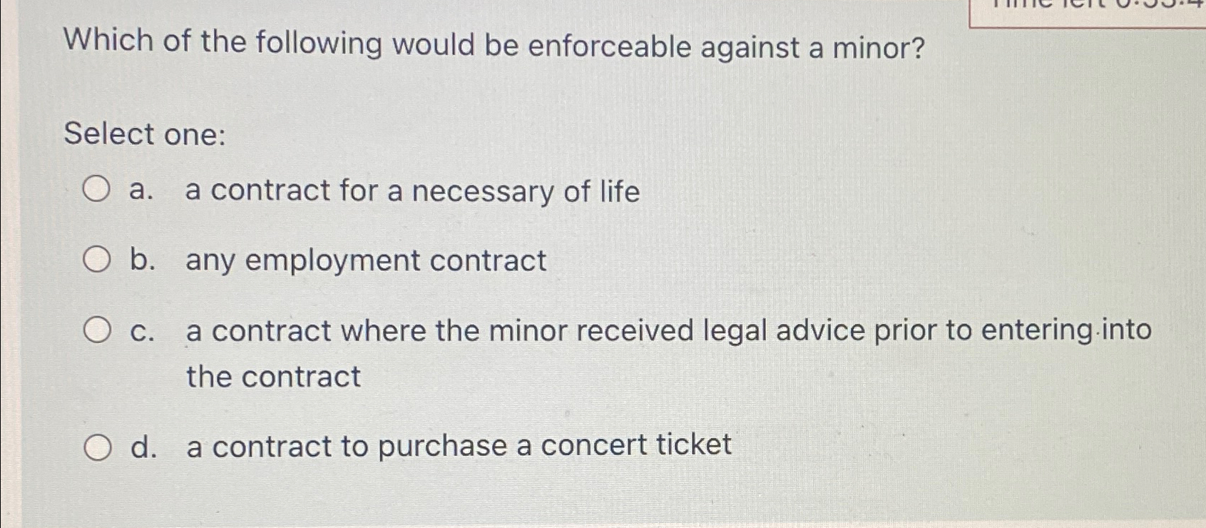 Solved Which of the following would be enforceable against a | Chegg.com